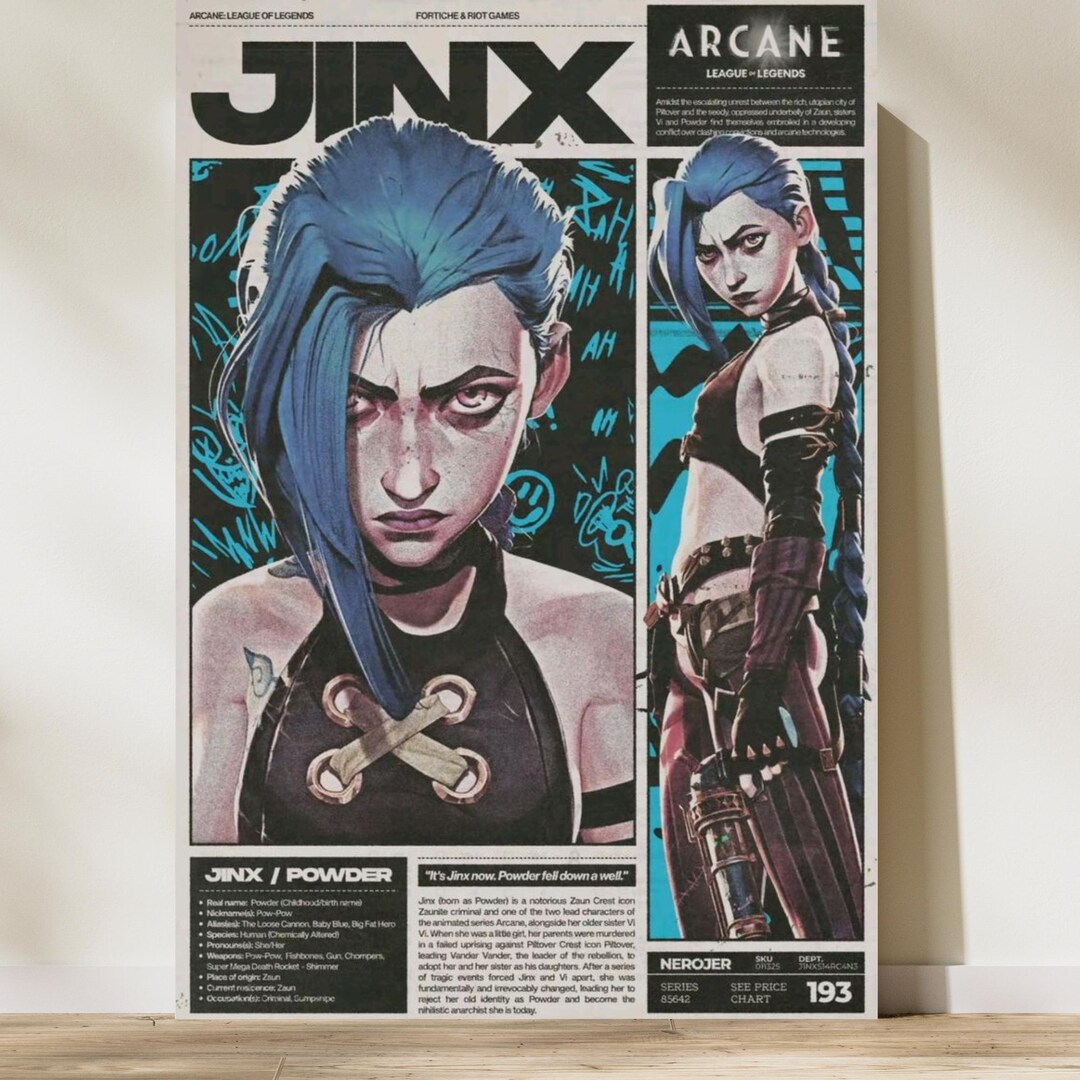 Arcane Poster, Arcane Wall Art, Jinx & Ekko Poster, League of Legends ...