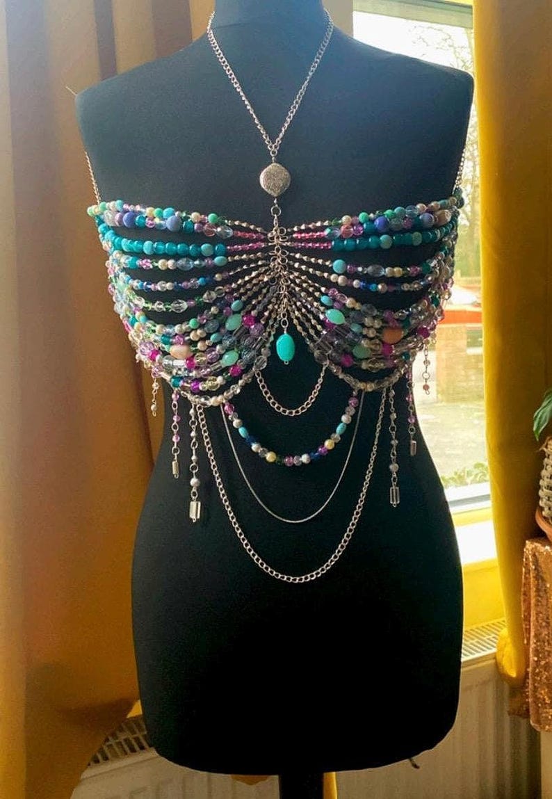 Beaded Bra | Ocean Goddess Liora | Mermaid Inspired Blue Ocean Festival ...