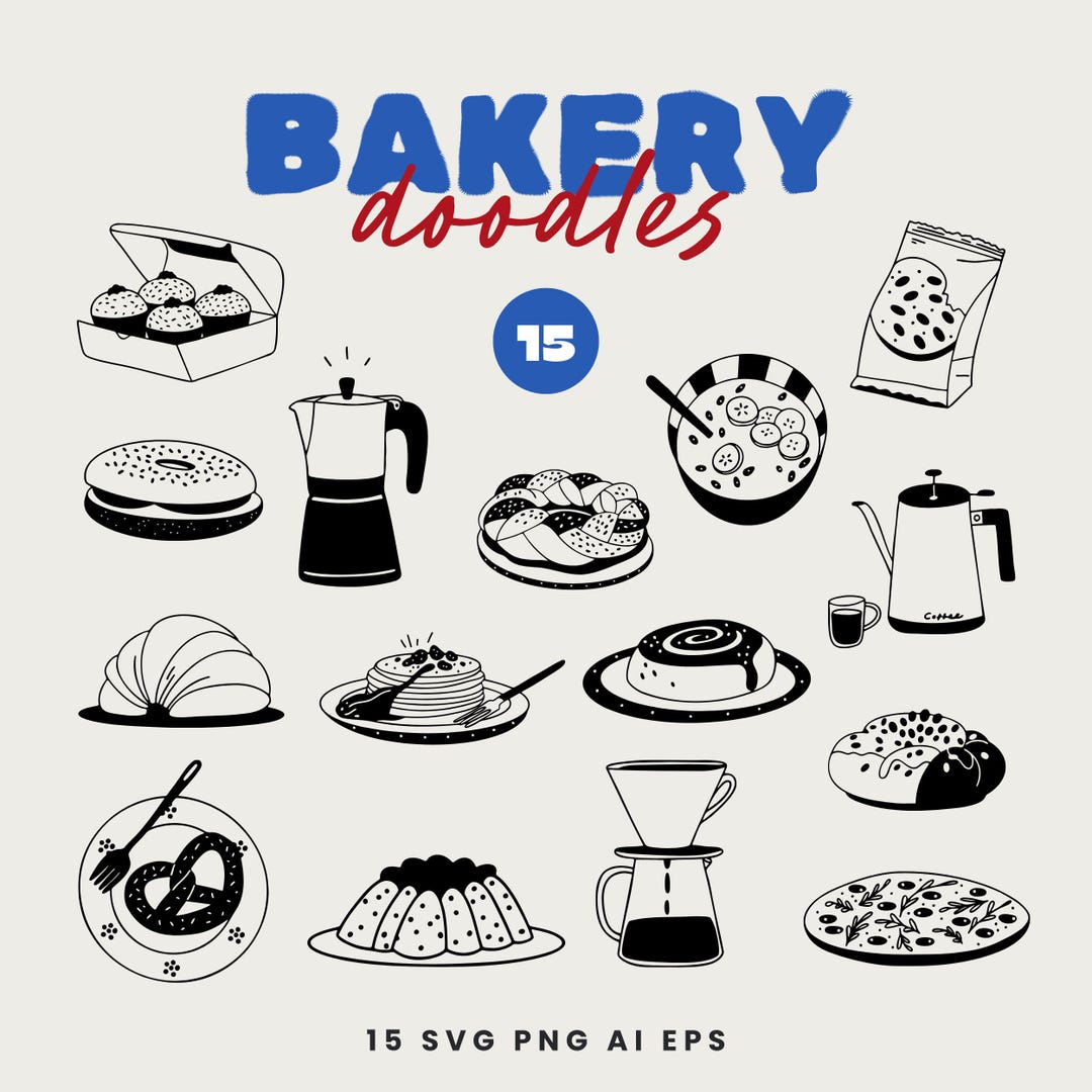 15 Cafe SVG Bundle: Coffee Shop, Bakery Clipart Designs (digital ...