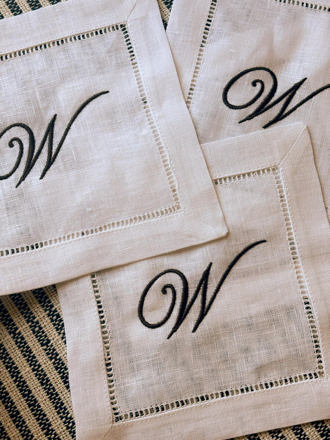 Custom Embroidered Cocktail Napkins - Initial Only - Etsy