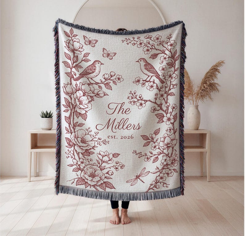 Personalized Woven Throw Blanket, Cotton Anniversary Gift for Couple ...