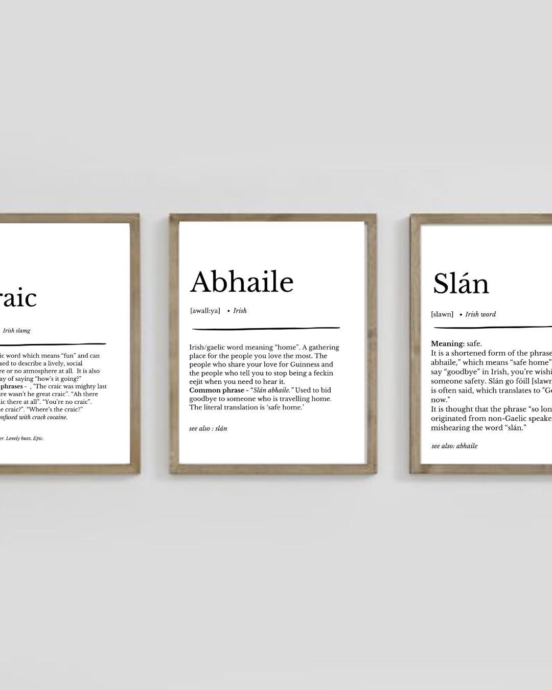 Common Irish Words in Print. Abhaile - Etsy