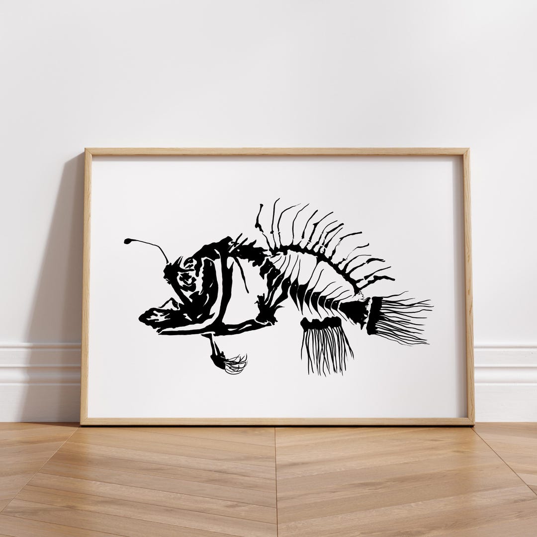 Anglerfish Skeleton Art Print: Deep Sea Giclée Artwork - Etsy