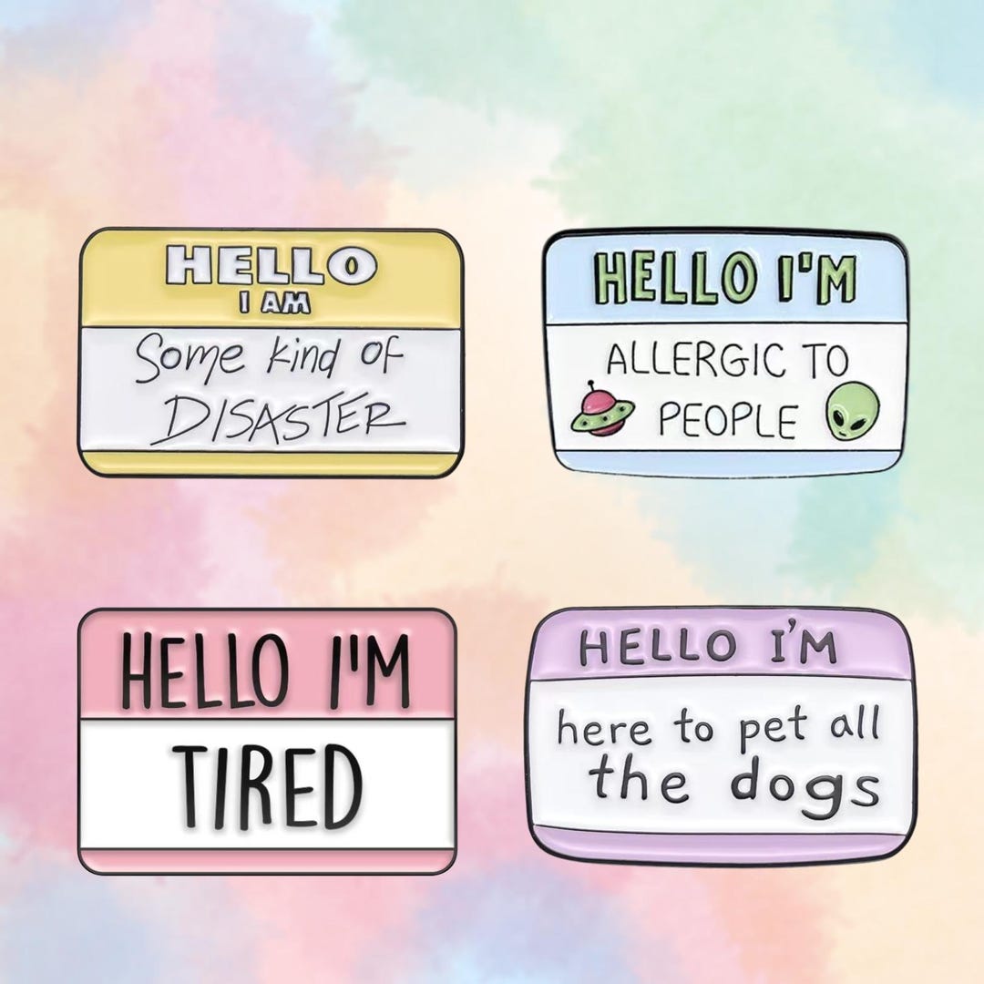 Hello, I'm Name Tag Pin Badge, Character Pin Badge, Gift for ...