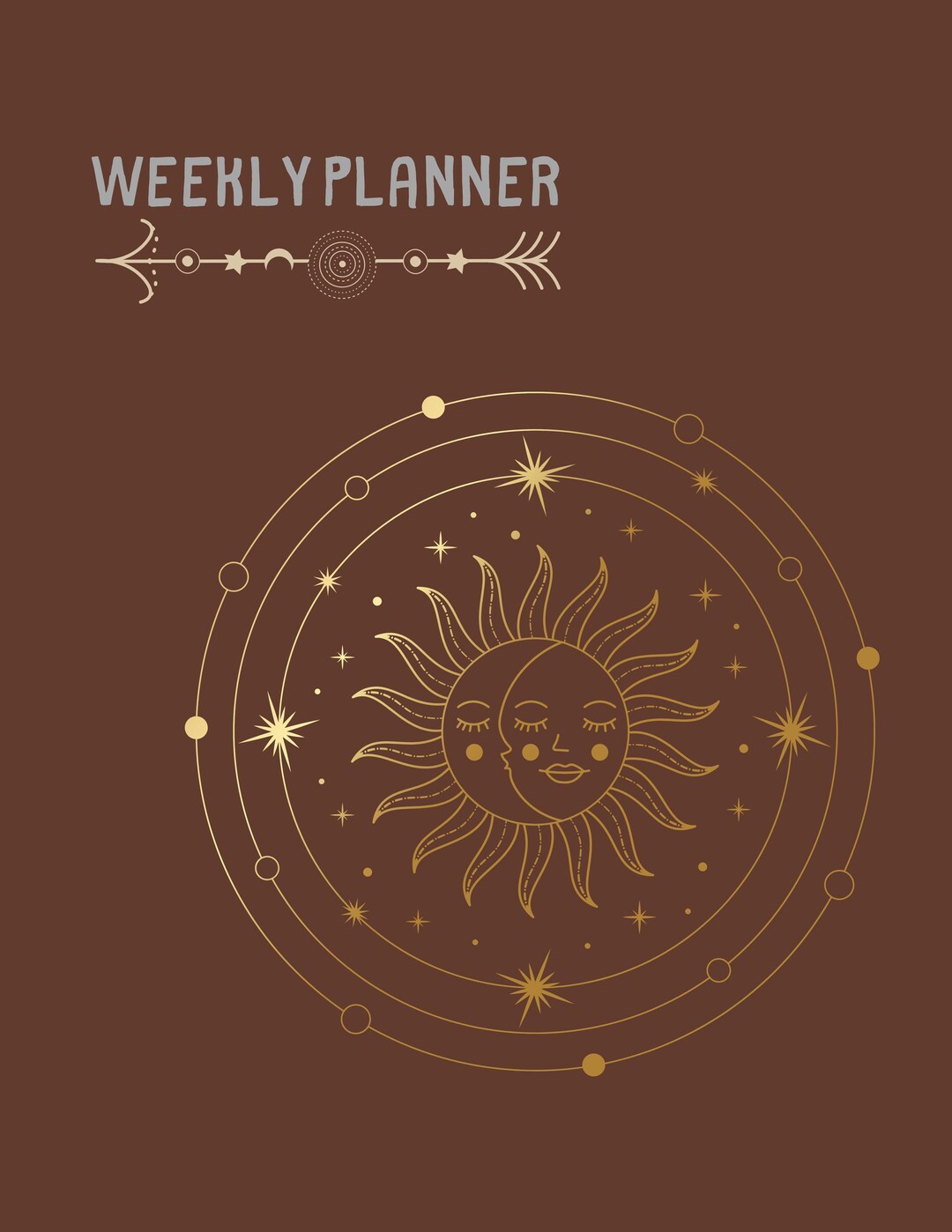 Boho Weekly Planner Printable Sun & Moon Design Undated Weekly Schedule ...