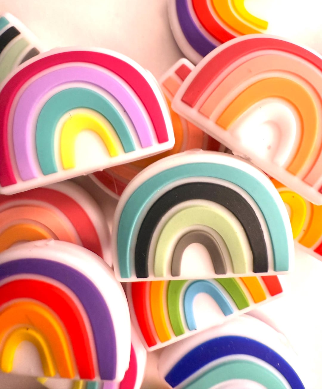 Rainbow Mixed Focal Bag, Boho Focals, Silicone Focal Beads, Beads for ...