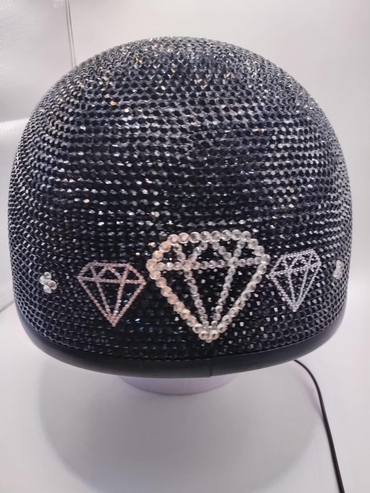 Custom Bling Rhinestones Motorcycle Half Helmet With Sunshield Quick ...