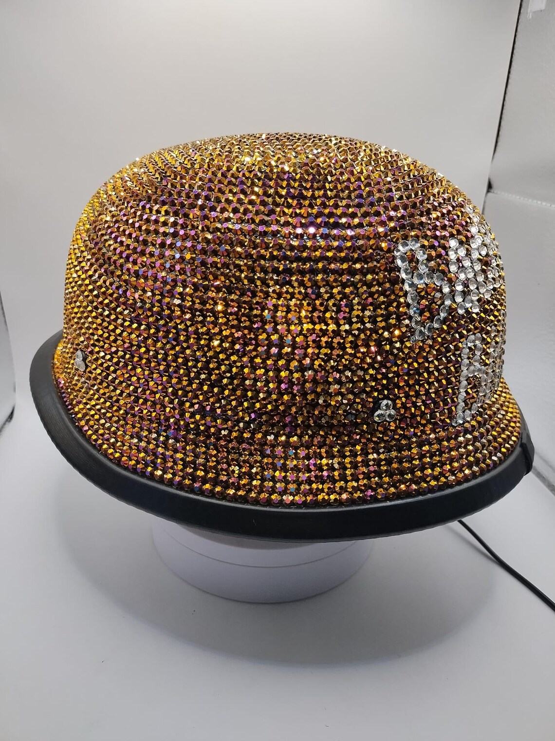 Custom Bling German Style Motorcycle Novelty Helmet in Rose Gold AB ...