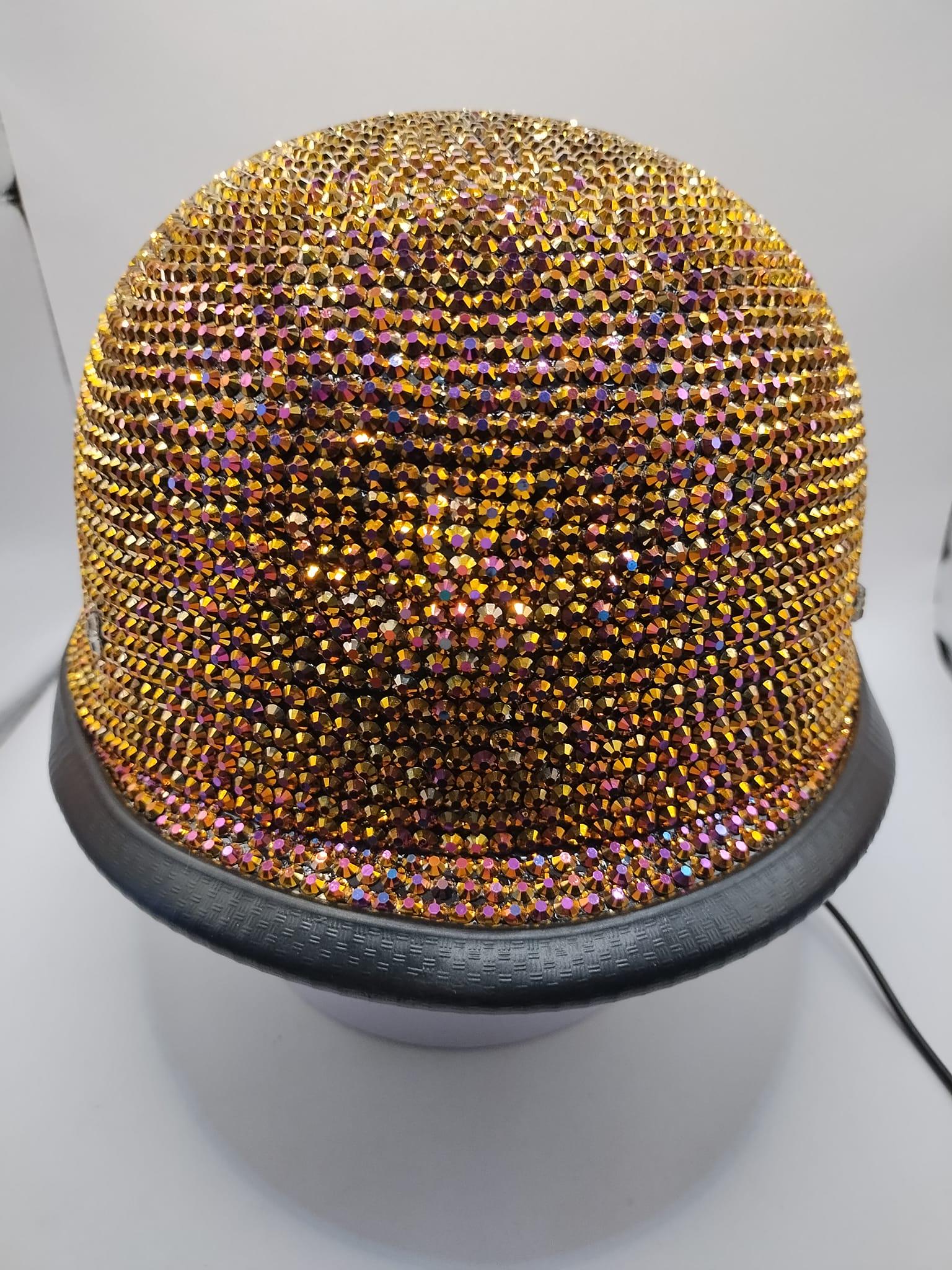 Custom Bling German Style Motorcycle Novelty Helmet in Rose Gold AB ...