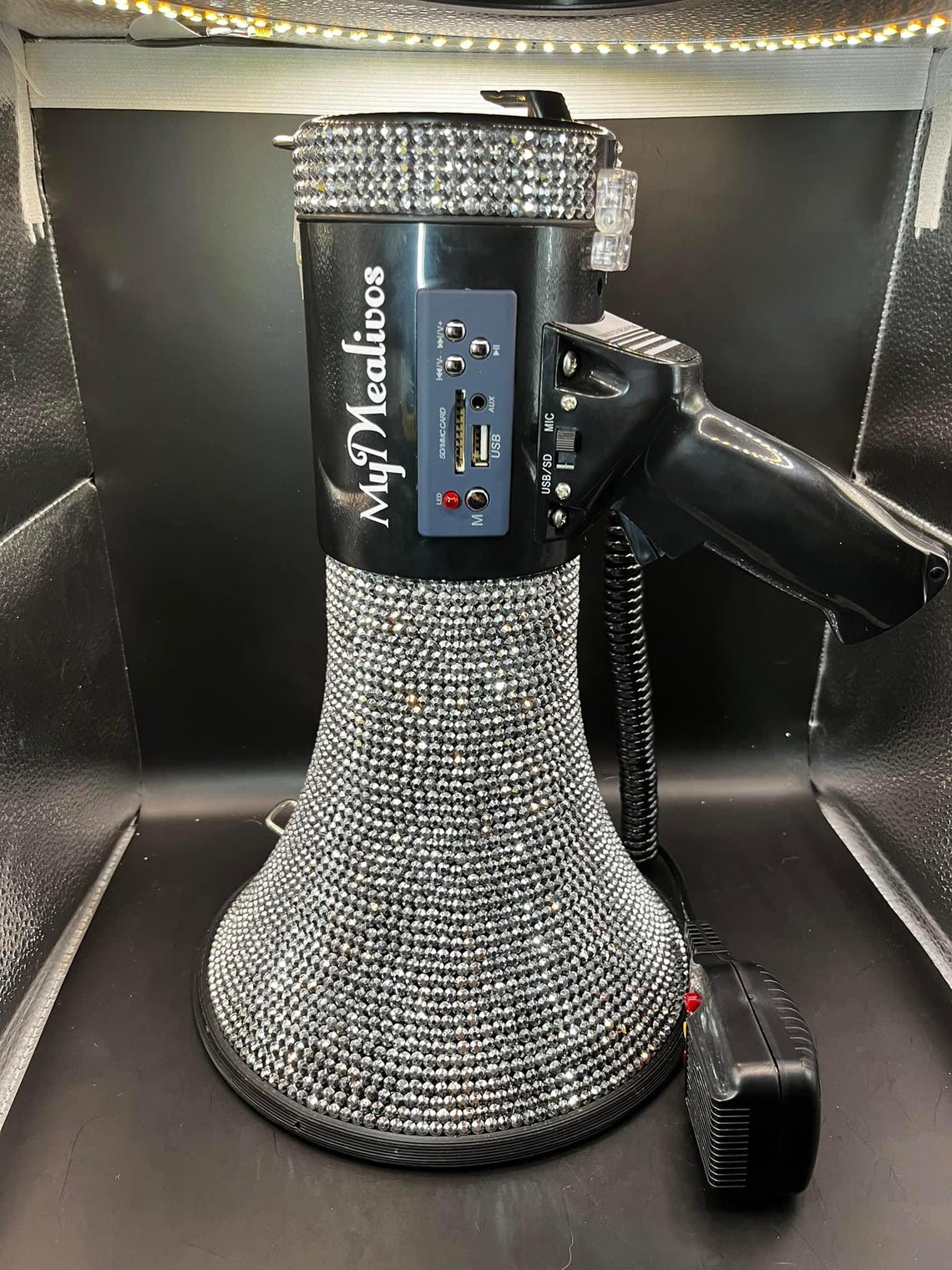 Custom Bling Rhinestones Megaphone With Siren Bullhorn 50 Watt Bullhorn ...