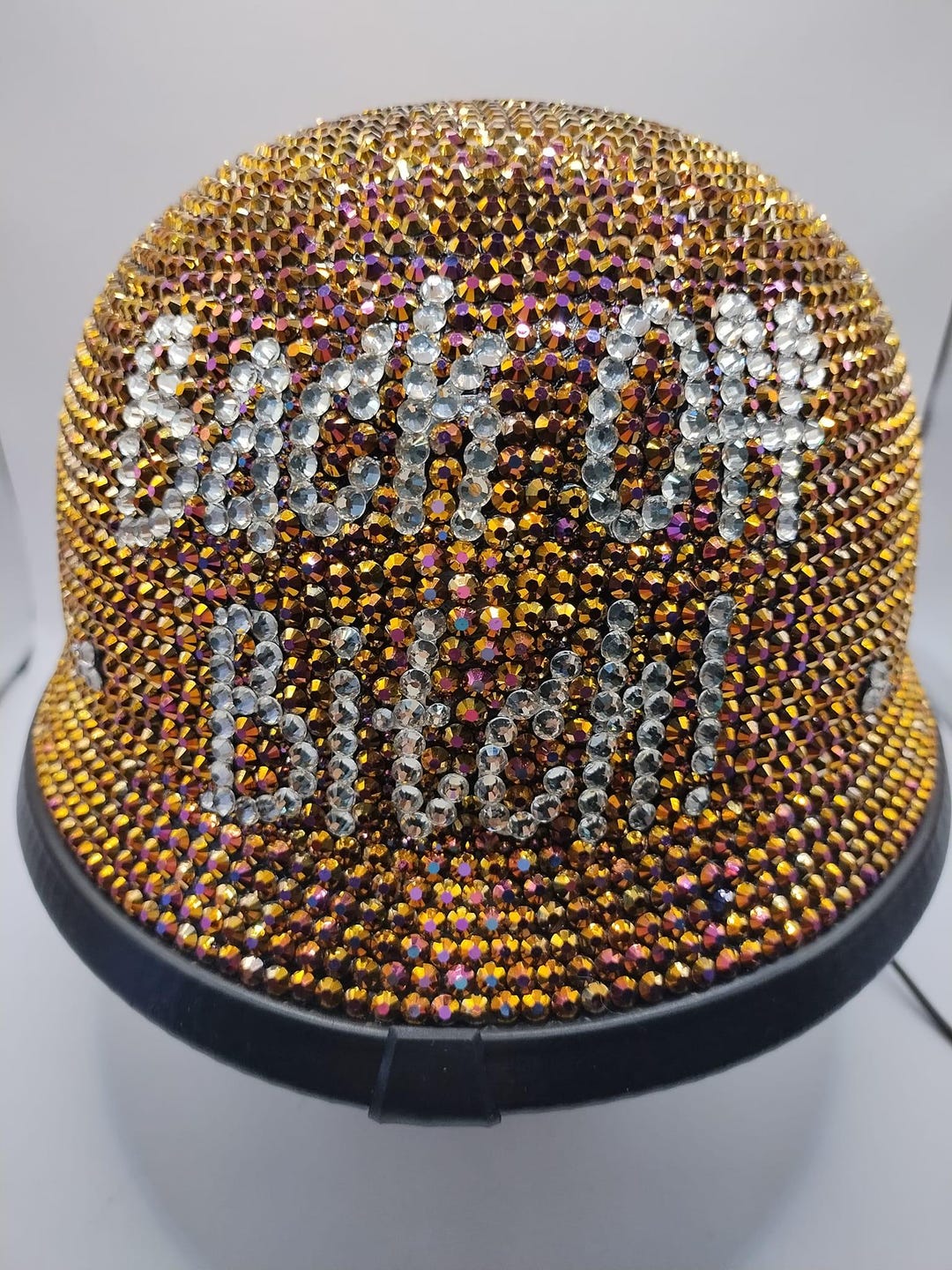 Custom Bling German Style Motorcycle Novelty Helmet in Rose Gold AB ...