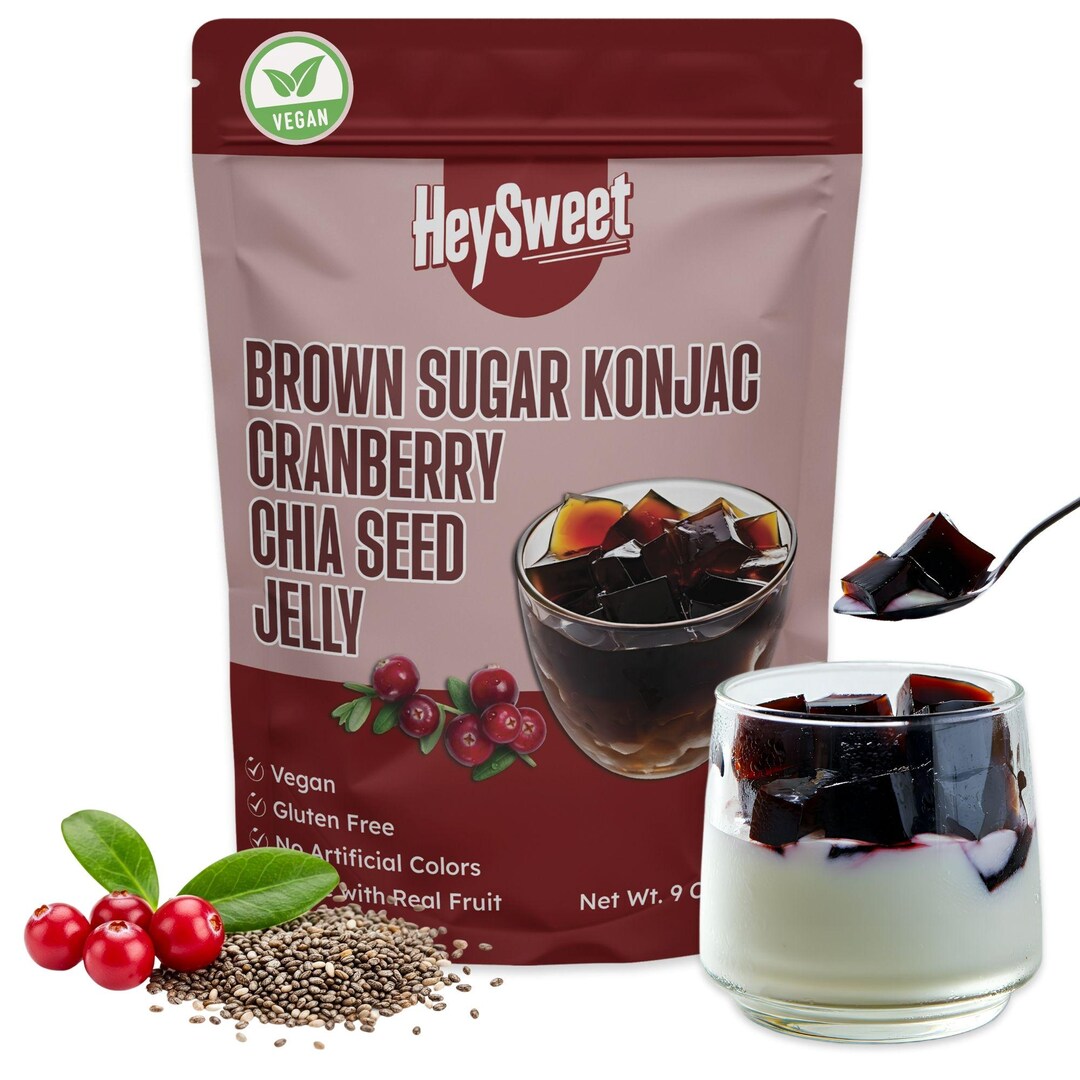 Cranberry Chia Seed Jelly: Vegan Konjac Dessert Cubes - Etsy