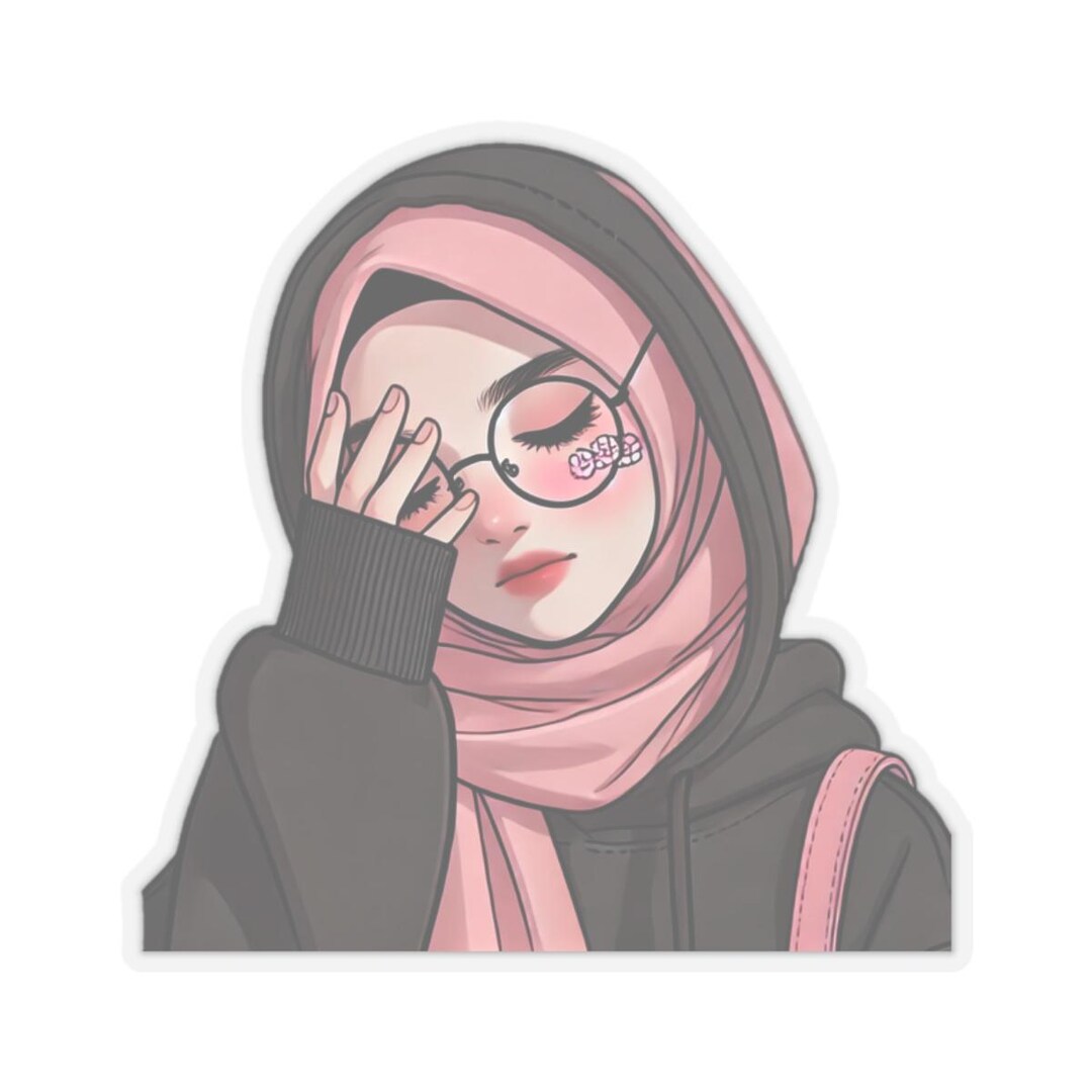 Blushing Hijabi Kiss-cut Stickers, Cute Muslimah Laptop Decal, Islamic ...