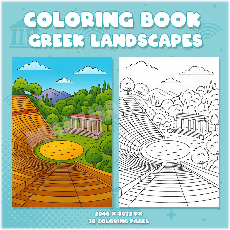 Greek Landscape Coloring Book – Printable PDF for All Ages & Skill ...