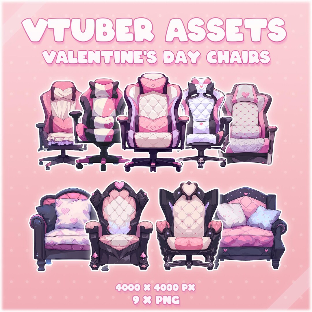 Vtuber Valentine's Day Chair Asset Pack - Cute Gaming Chair Pngs ...