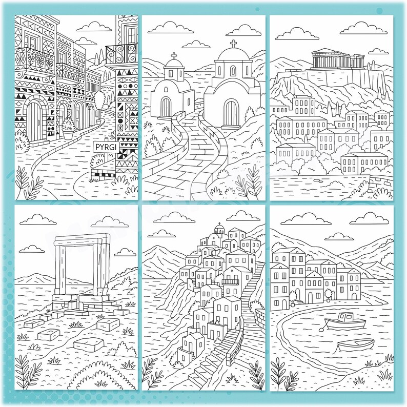 Greek Landscape Coloring Book – Printable PDF for All Ages & Skill ...
