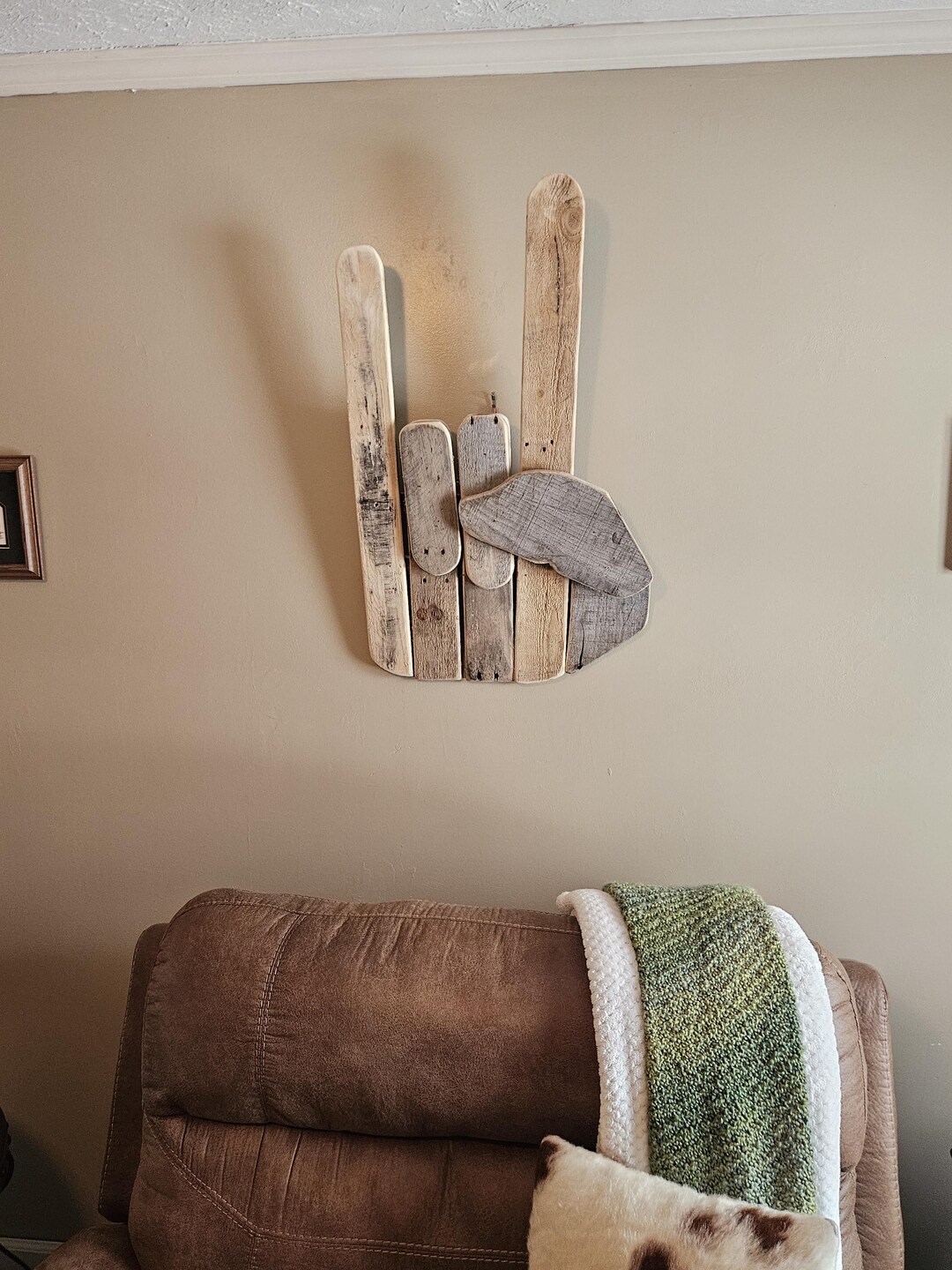 Rock Horns Hand Gesture. Hand Made Wall Art. Crafted From Reclaimed ...