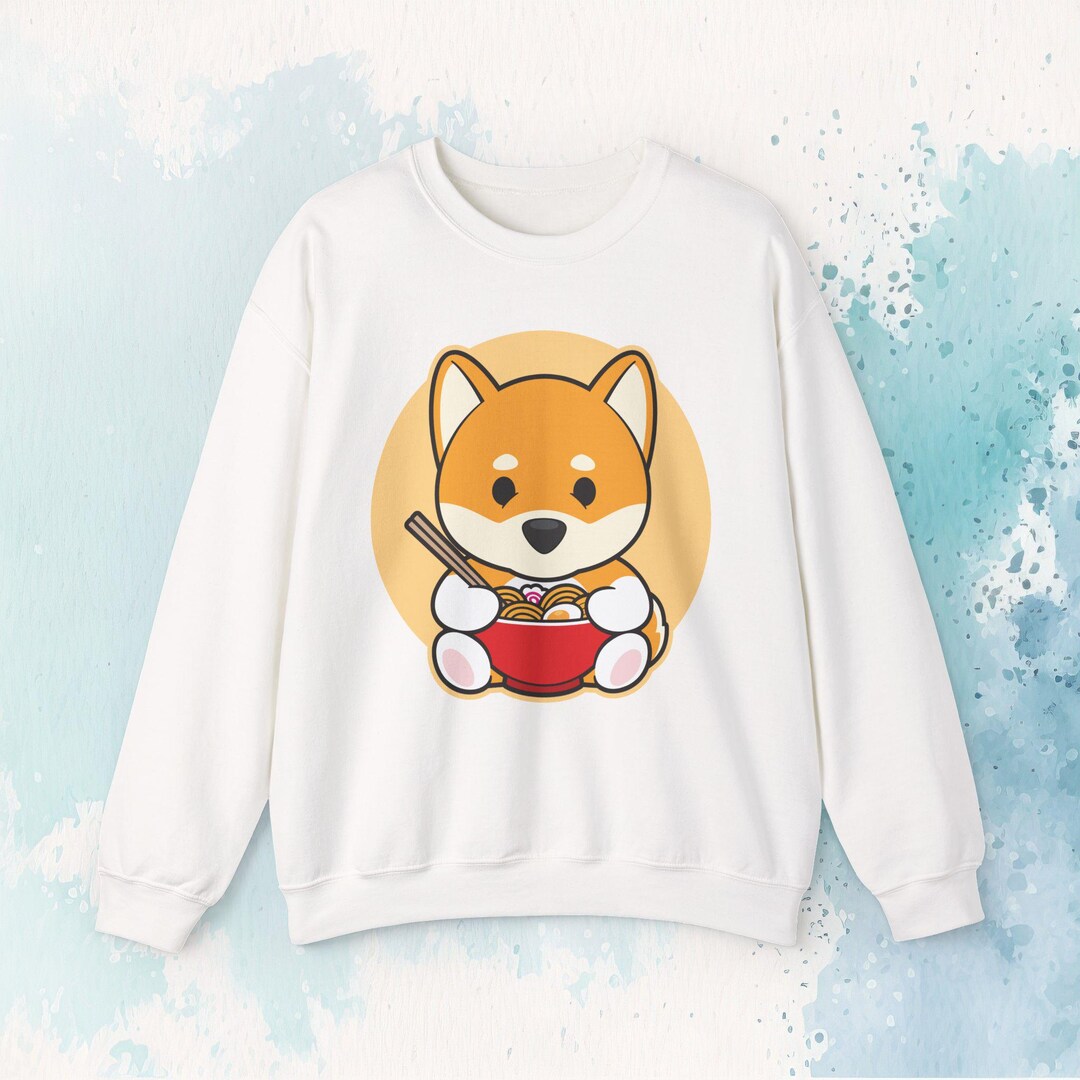 Red Shiba Inu Ramen Sweatshirt: Kawaii Noodle Lover Crewneck Sweater - Etsy