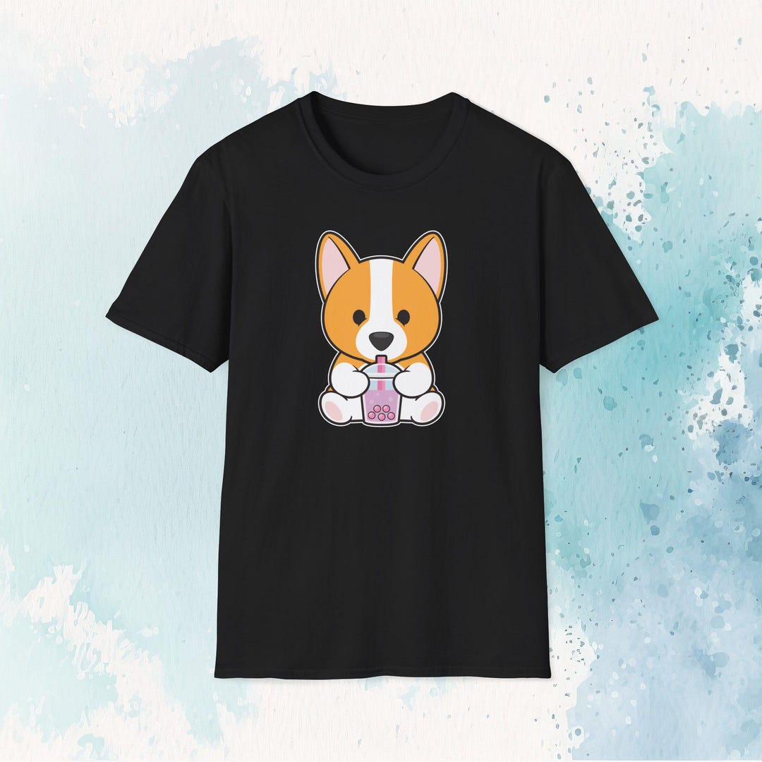 Corgi Boba T-shirt: Kawaii Puppy Bubble Tea Graphic - Etsy