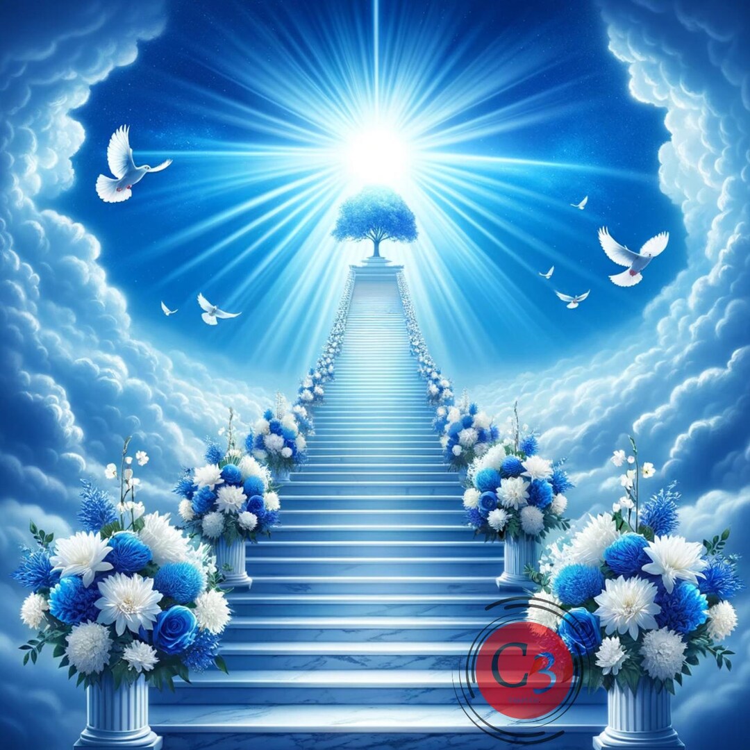 Blue Memorial Background, Rest in Peace Background, PNG, Faith PNG - Etsy