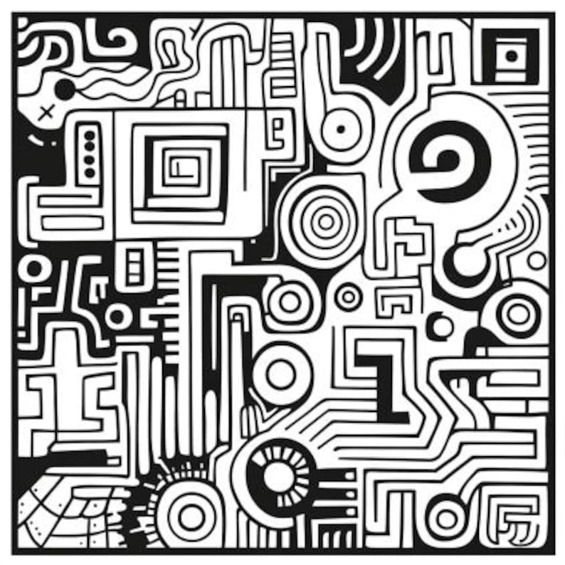 Abstract Dark Coloring Pages Bundle - Etsy