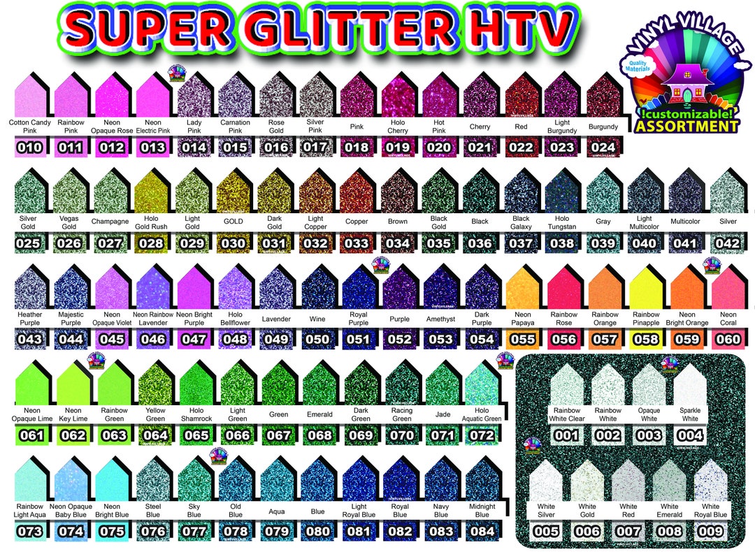 5 Sheet 12"x20" Super Glitter HTV Heat Transfer Vinyl, T- Shirt Vinyl ...