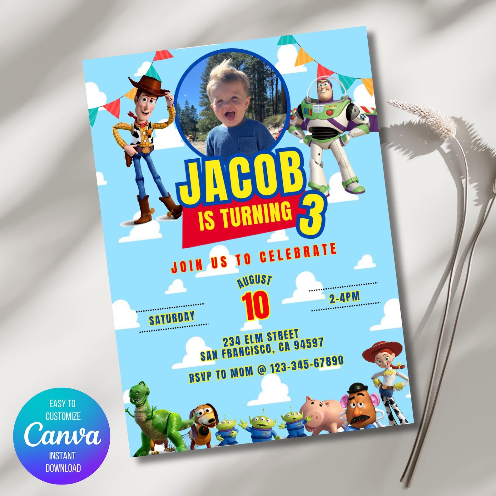 Toy Story Birthday Invitation With Photo | Custom Toy Story Digital ...
