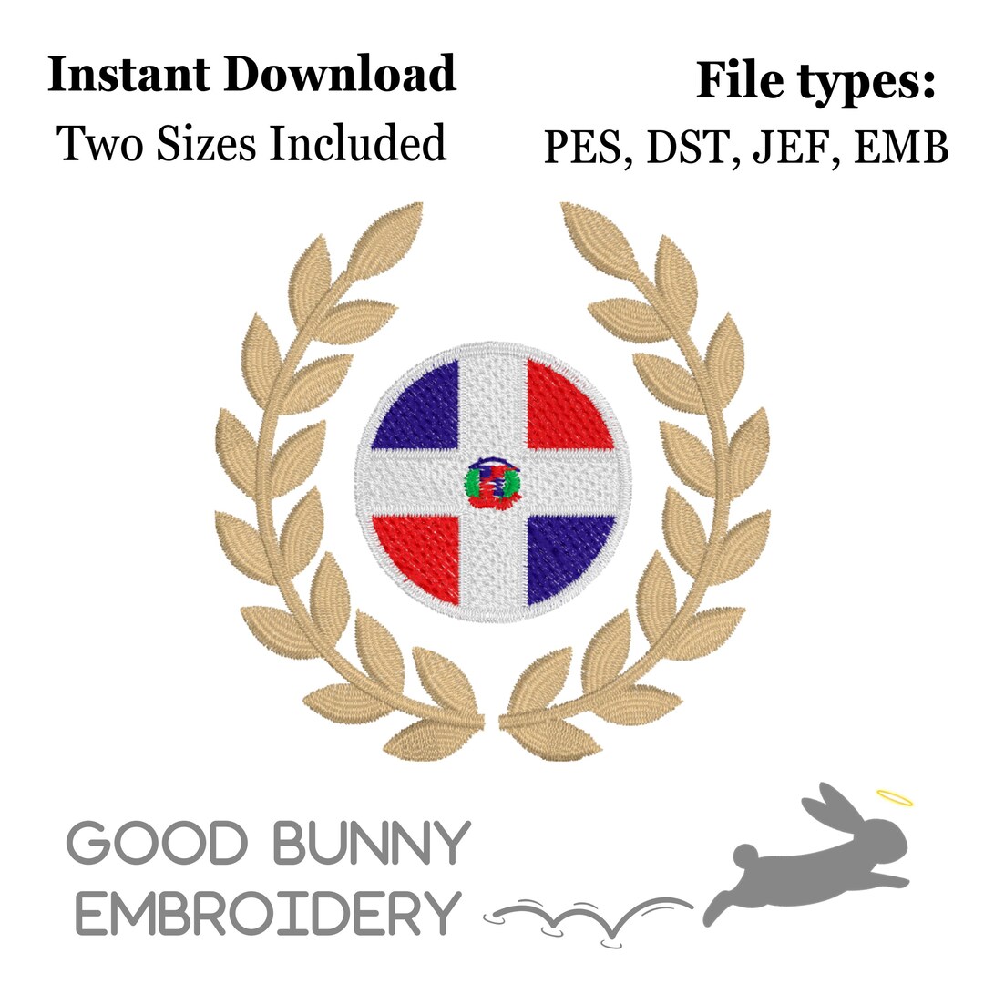 Dominican Republic Flag With Laurel Wreath, Instant Digital Download ...