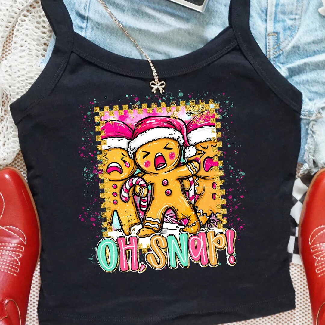Oh Snap Gingerbread Crop Tank Top - Funny Christmas Cookie Tank Top ...