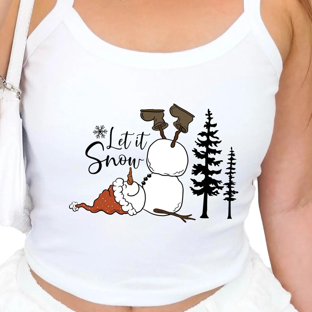 Let It Snowman Crop Tank Top | Funny Christmas Tank Top | Funny Snowman ...
