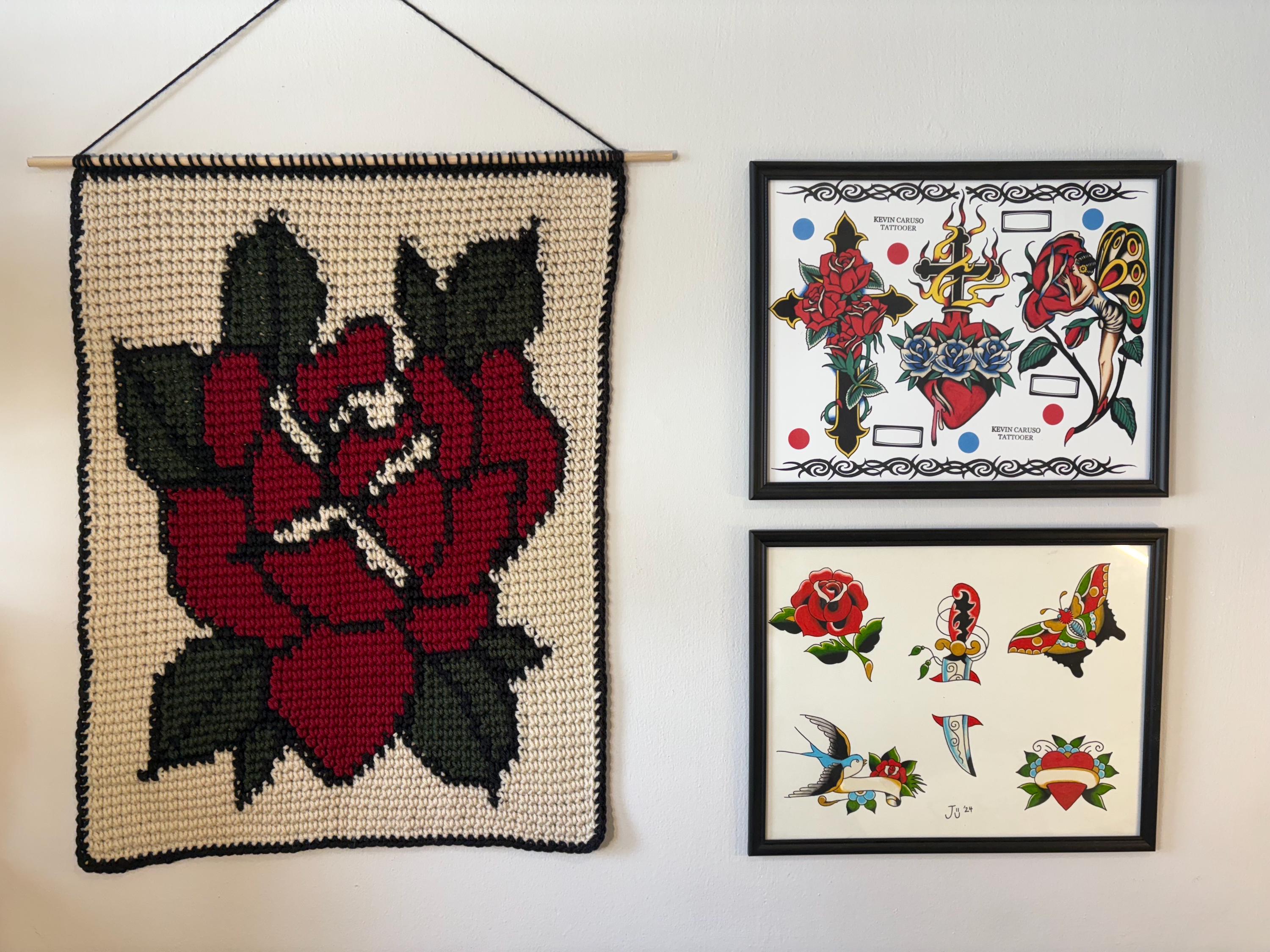 Rose Tattoo Tapestry Crochet Pattern (PDF PATTERN ONLY) - Etsy