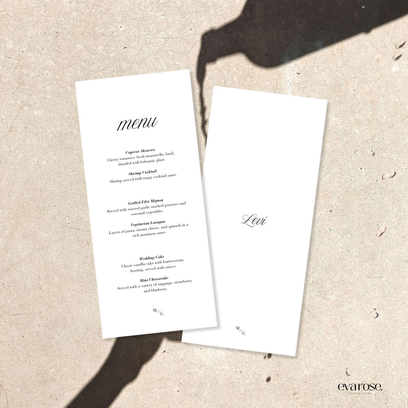 Wedding Menu & Name Cards Template Double Sided, Printable Wedding Menu ...