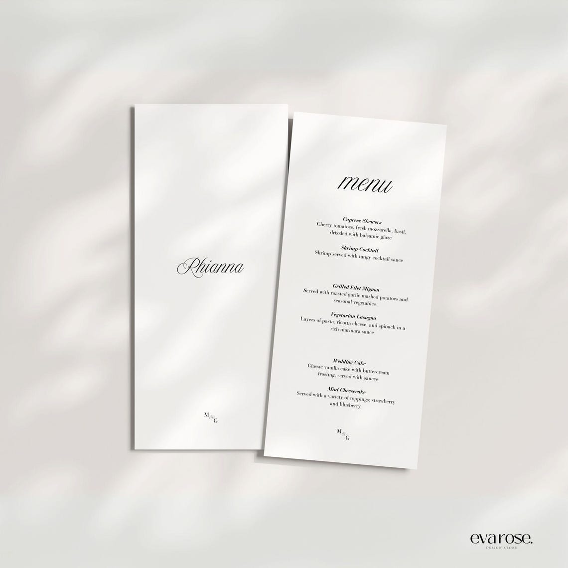 Wedding Menu & Name Cards Template Double Sided, Printable Wedding Menu ...