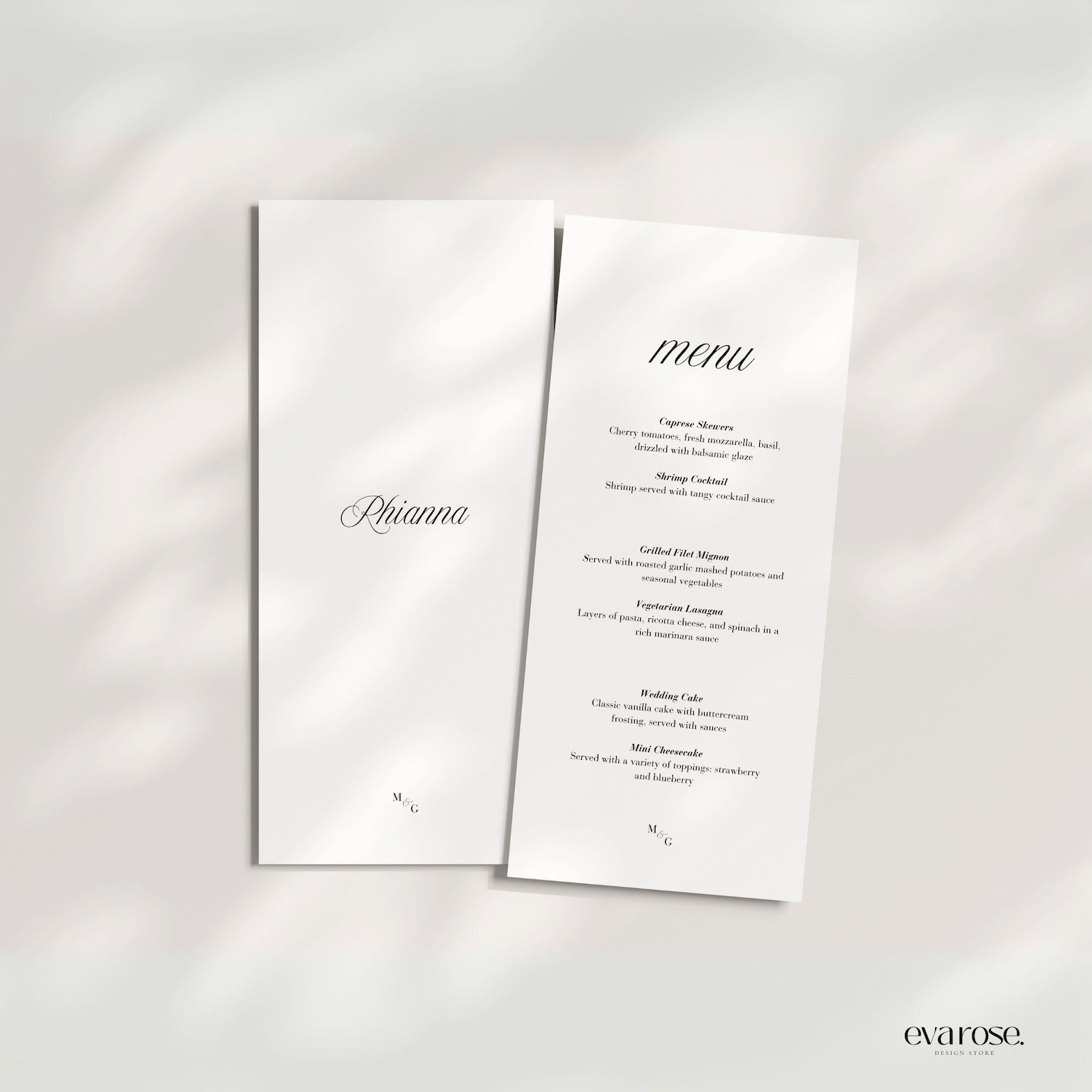 Wedding Menu & Name Cards Template Double Sided, Printable Wedding Menu ...