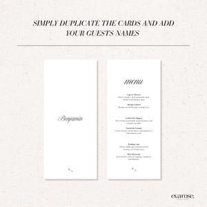Wedding Menu & Name Cards Template Double Sided, Printable Wedding Menu ...