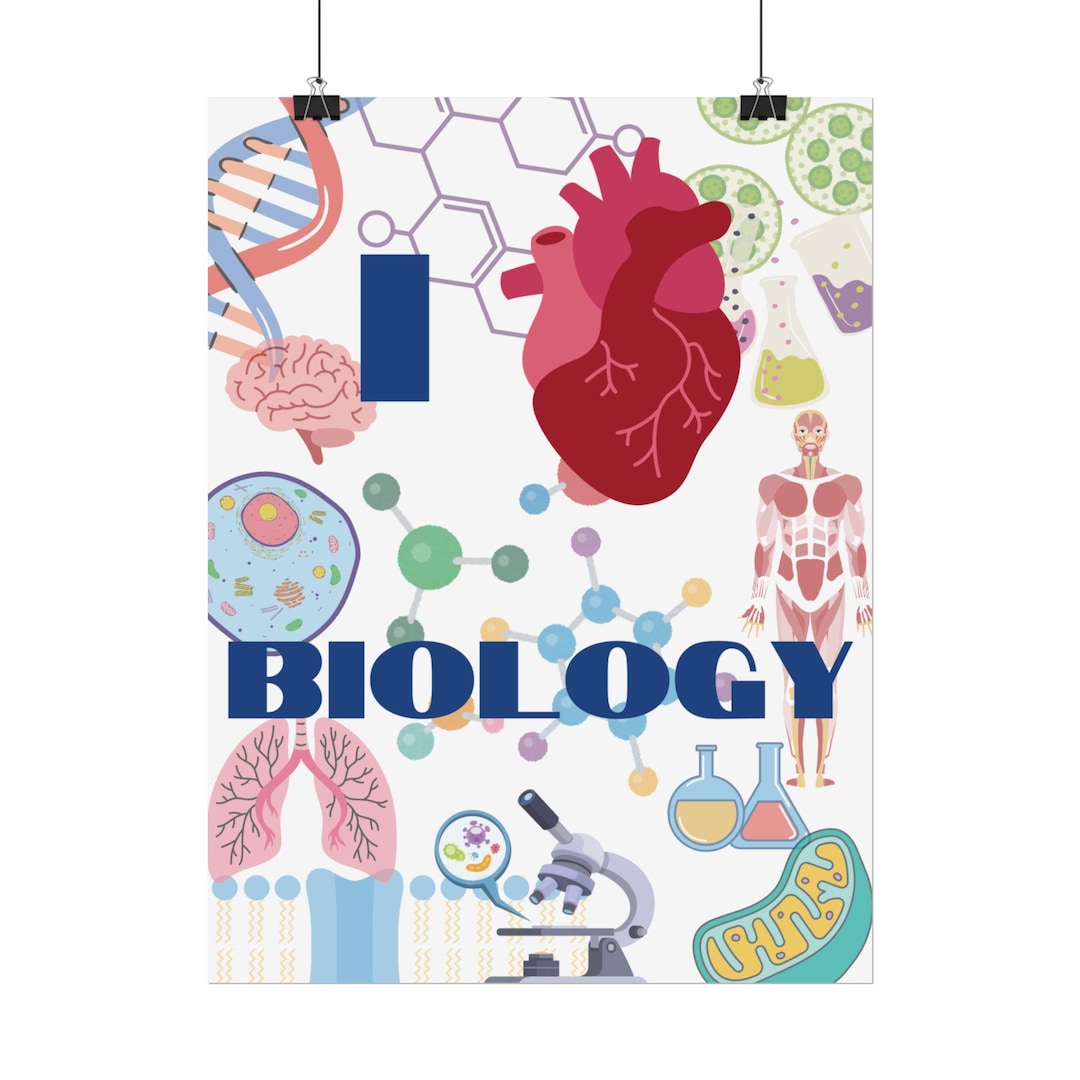 I Love Biology Rolled Poster, Educational Decor for Students, Science ...