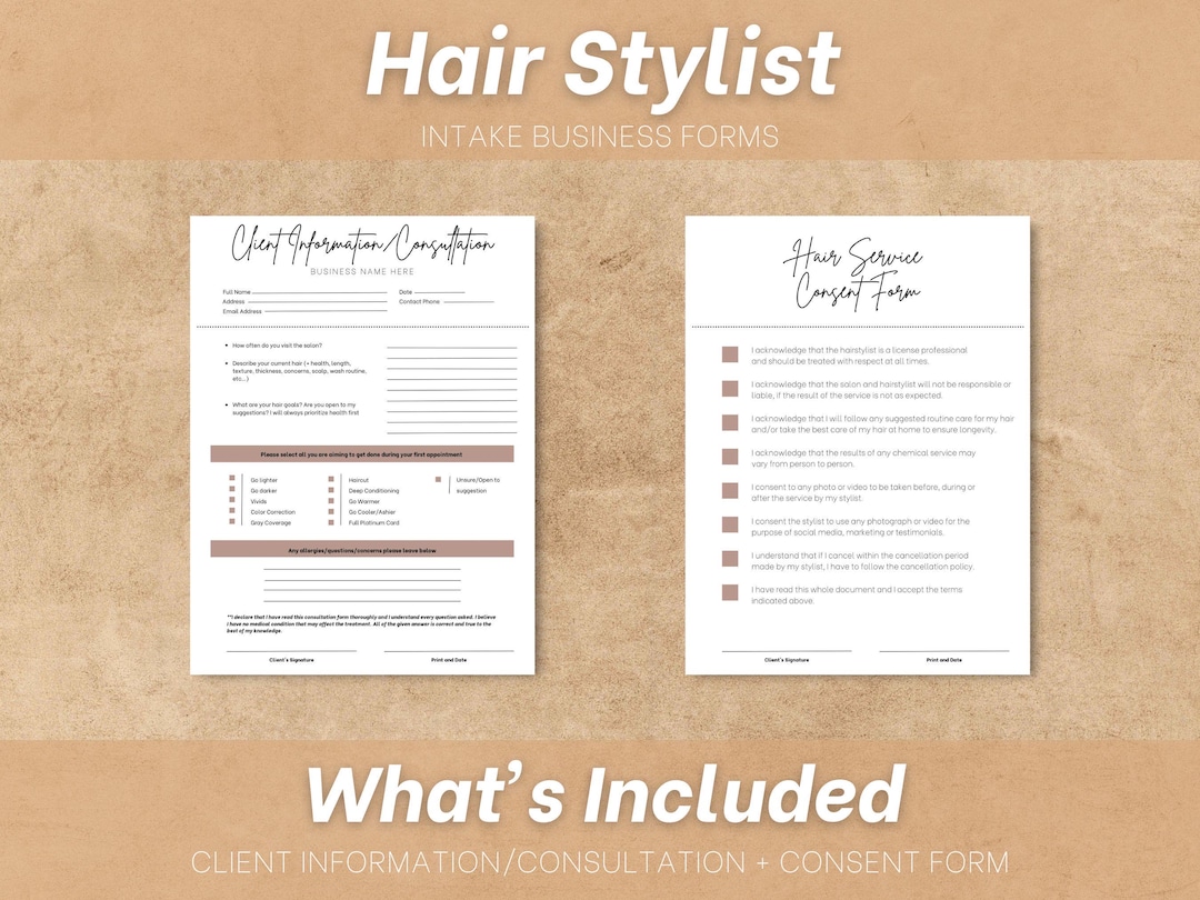 Hair Stylist Client Intake Form, Editable Templates, Hairstylist Forms ...