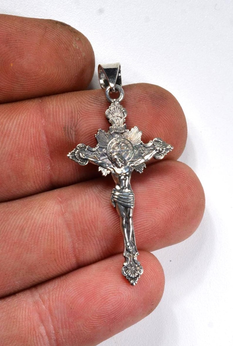 Sterling Silver INRI Crucifix Cross With Patina Finish - Etsy