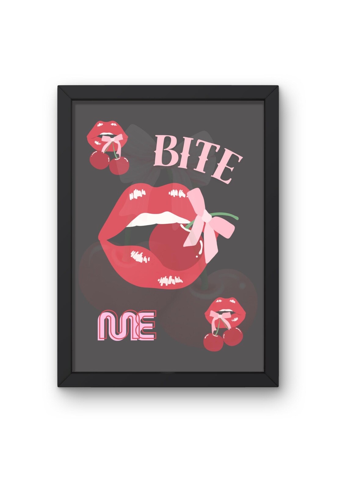 Bite Me Cherry and Lips Poster/ Wall Poster - Etsy