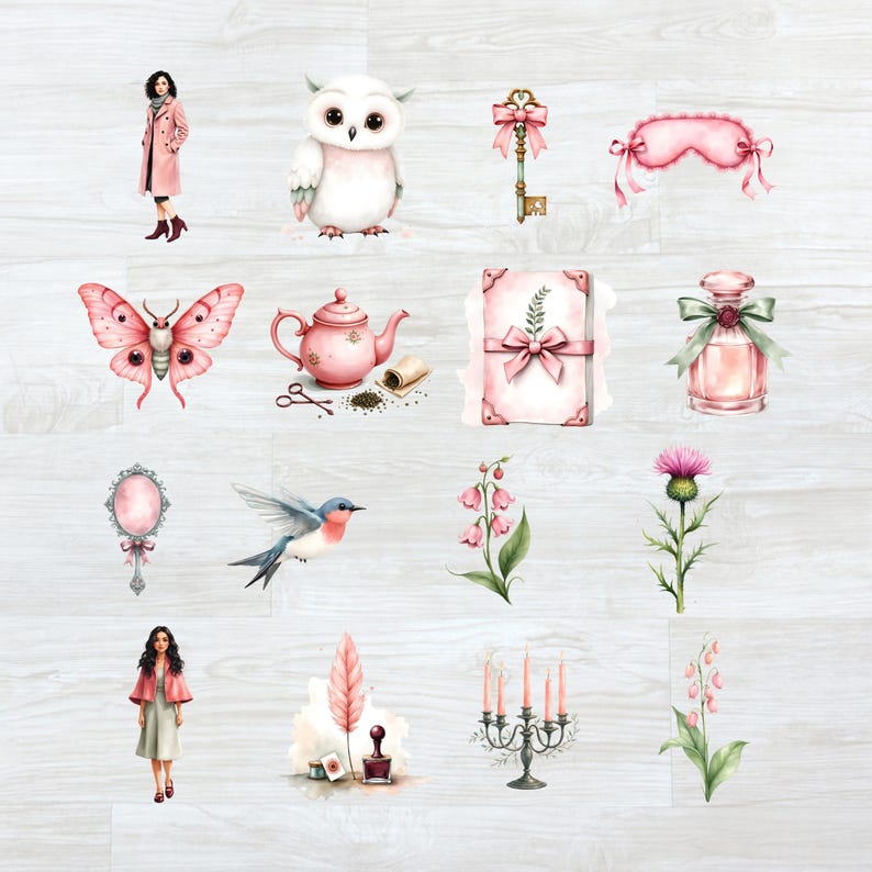 Gothic Victorian Watercolor Clipart Bundle Romantic Goth PNG Victorian ...