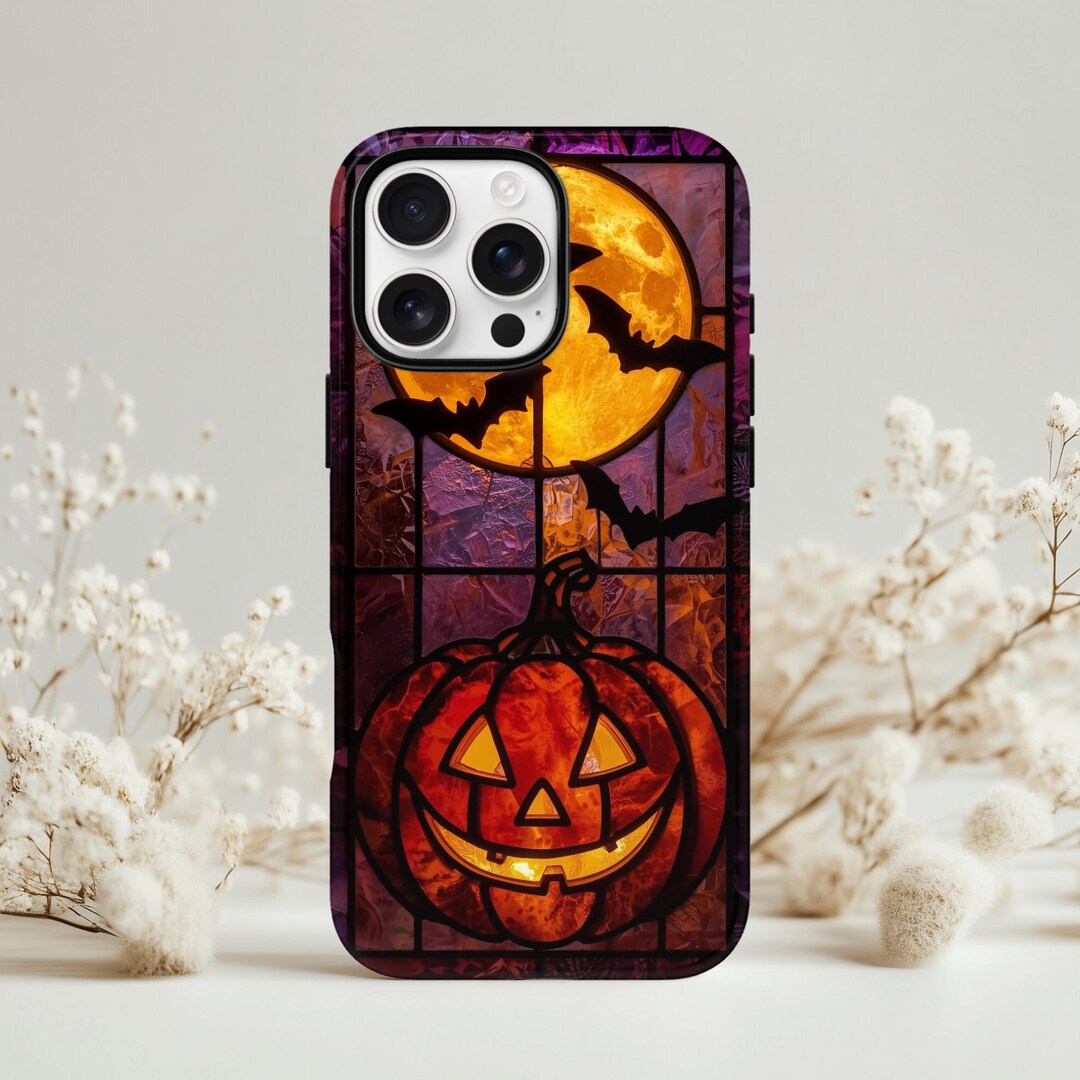 Spooky Halloween Phone Case: Bats, Moon, Pumpkin - Samsung, Google ...