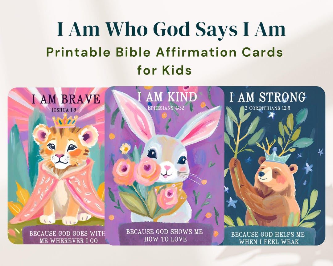 Christian Affirmation Cards for Kids Homeschool Prayer Printable Bible ...