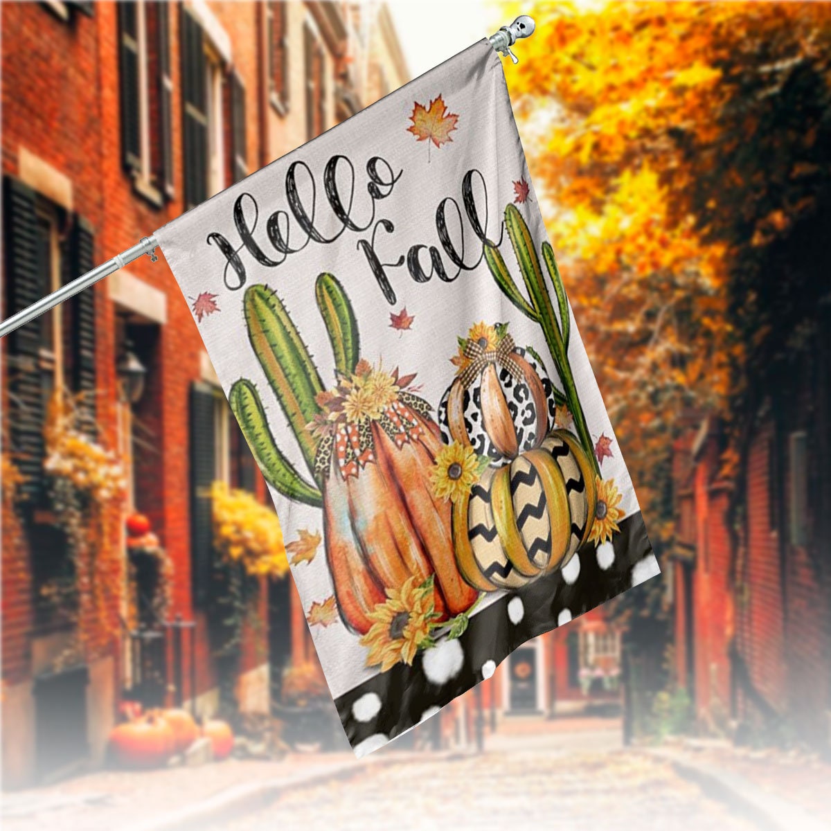 Hello Fall Flag, Pumpkin Garden Flag, Cactus And Pumpkin Flag sold by j ...