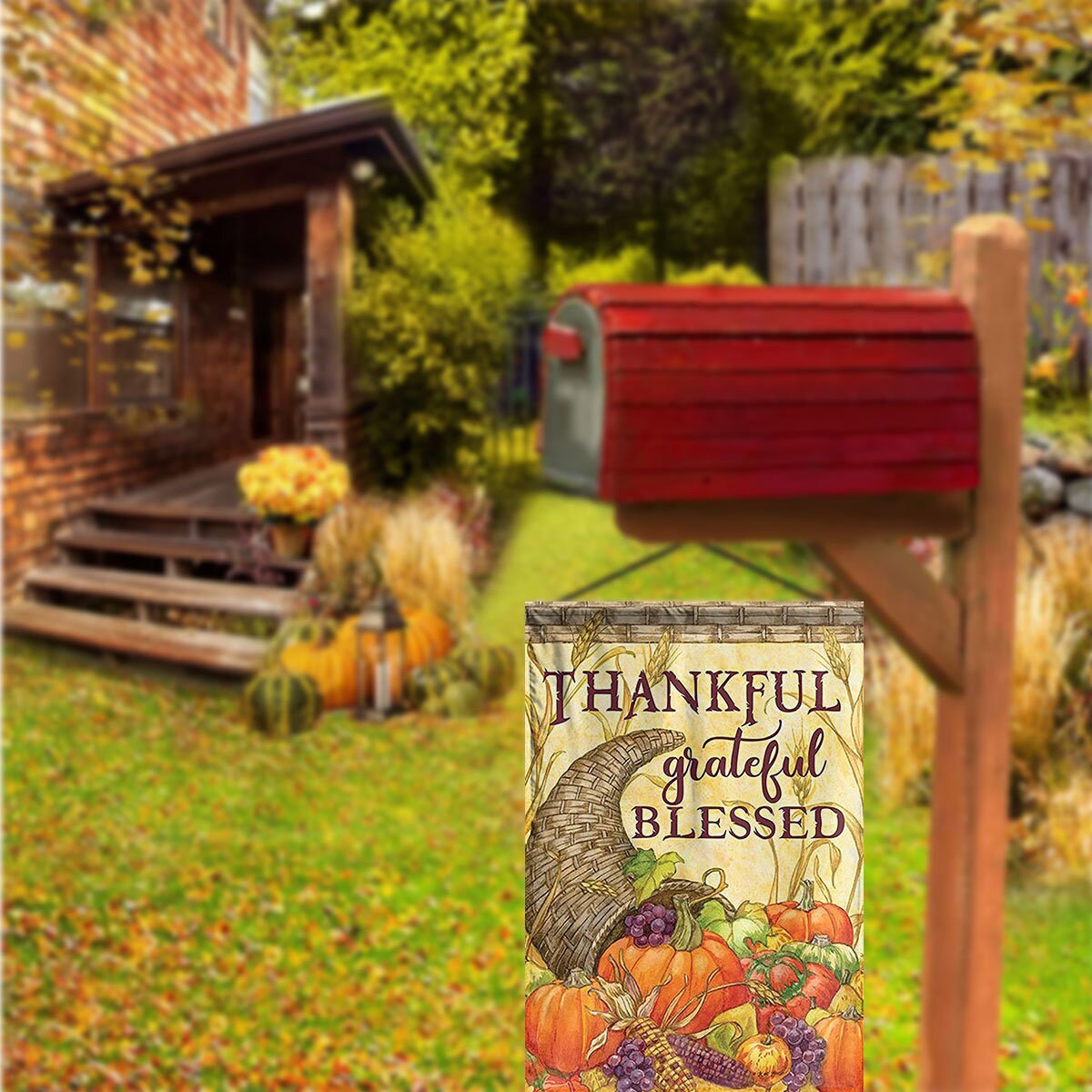 Thanksgiving Flag, Thankful Grateful Blessed Flag