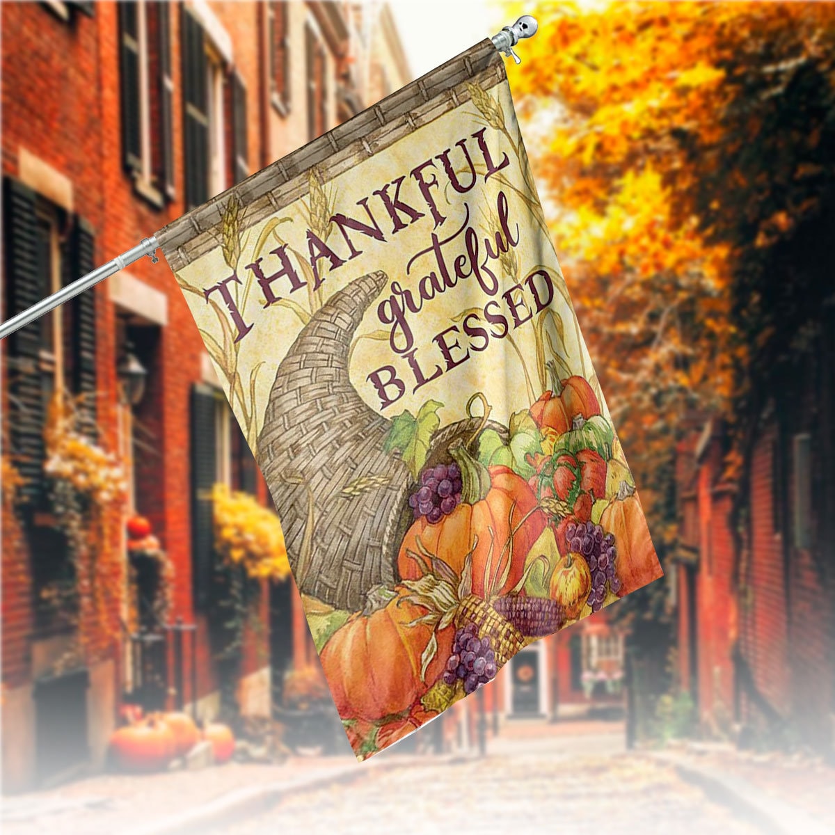 Thanksgiving Flag, Thankful Grateful Blessed Flag