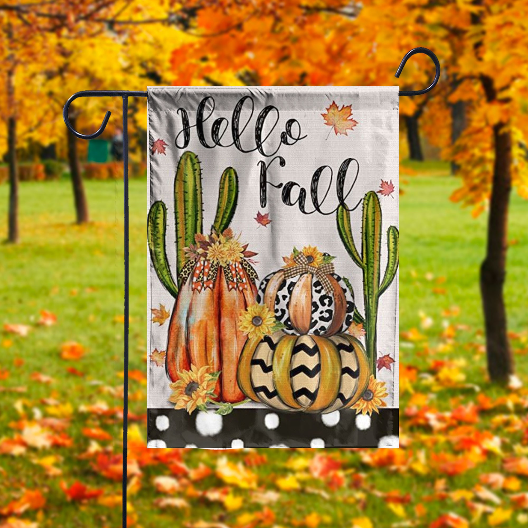 Hello Fall Flag, Pumpkin Garden Flag, Cactus And Pumpkin Flag sold by j ...