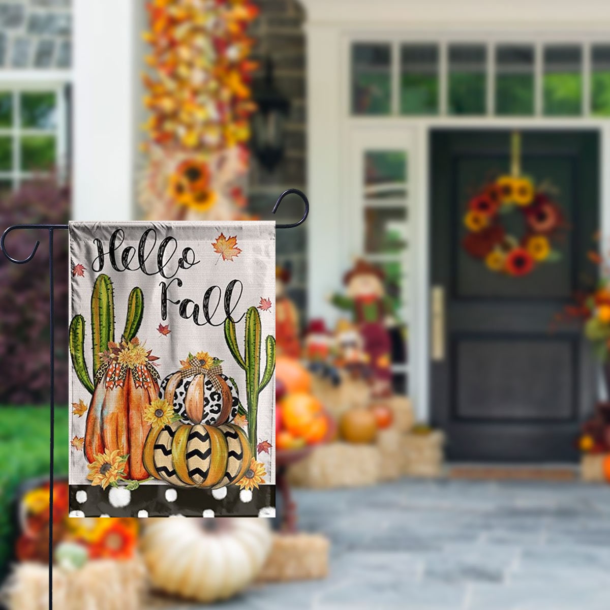 Hello Fall Flag, Pumpkin Garden Flag, Cactus And Pumpkin Flag sold by j ...
