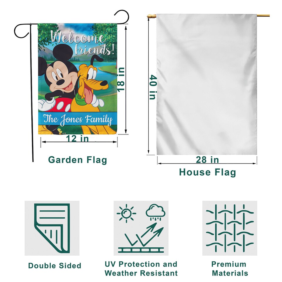 Disney Personalized Mickey And Pluto Flag, Welcome Friends Flag sold by ...