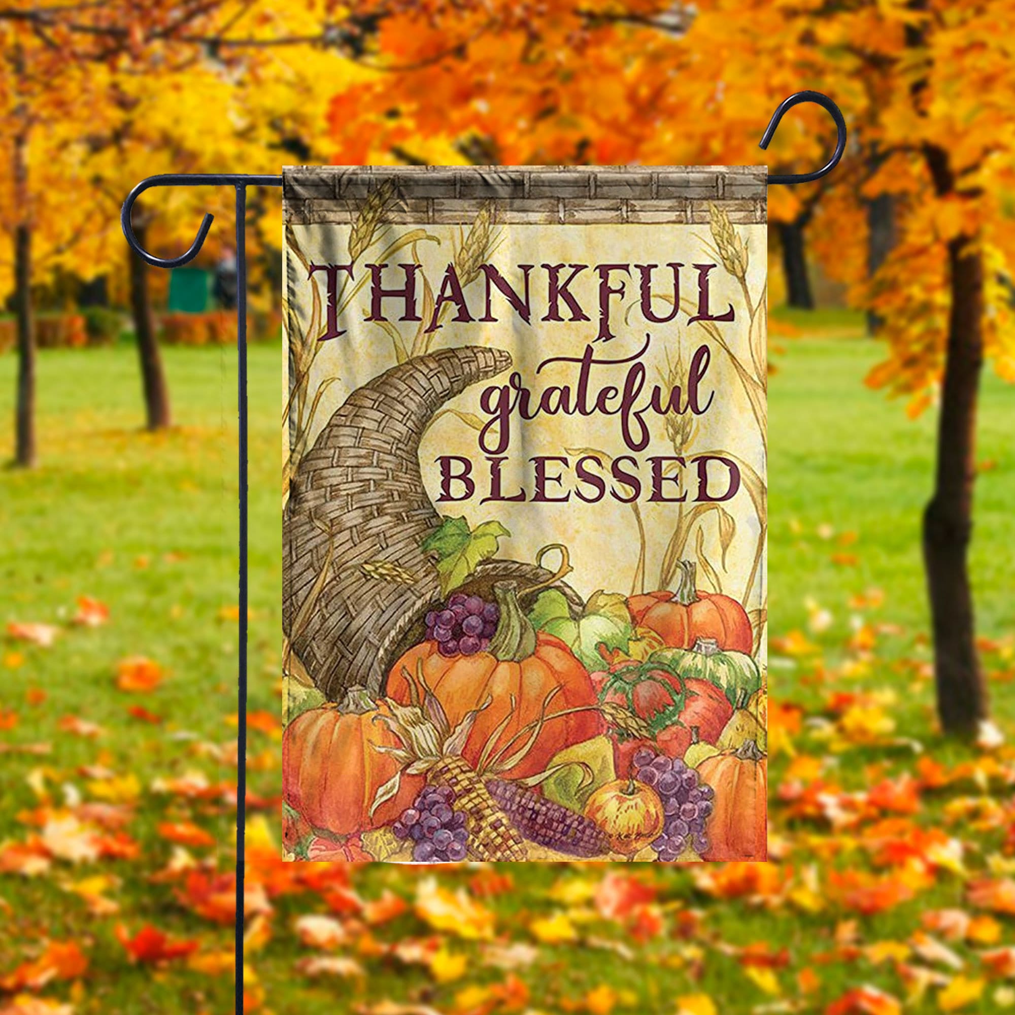 Thanksgiving Flag, Thankful Grateful Blessed Flag