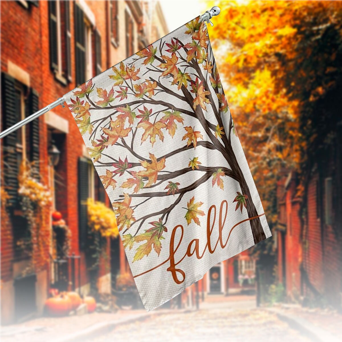Fall Tree Garden Flag, Autumn House Flag, Hello Fall Flag sold by ...